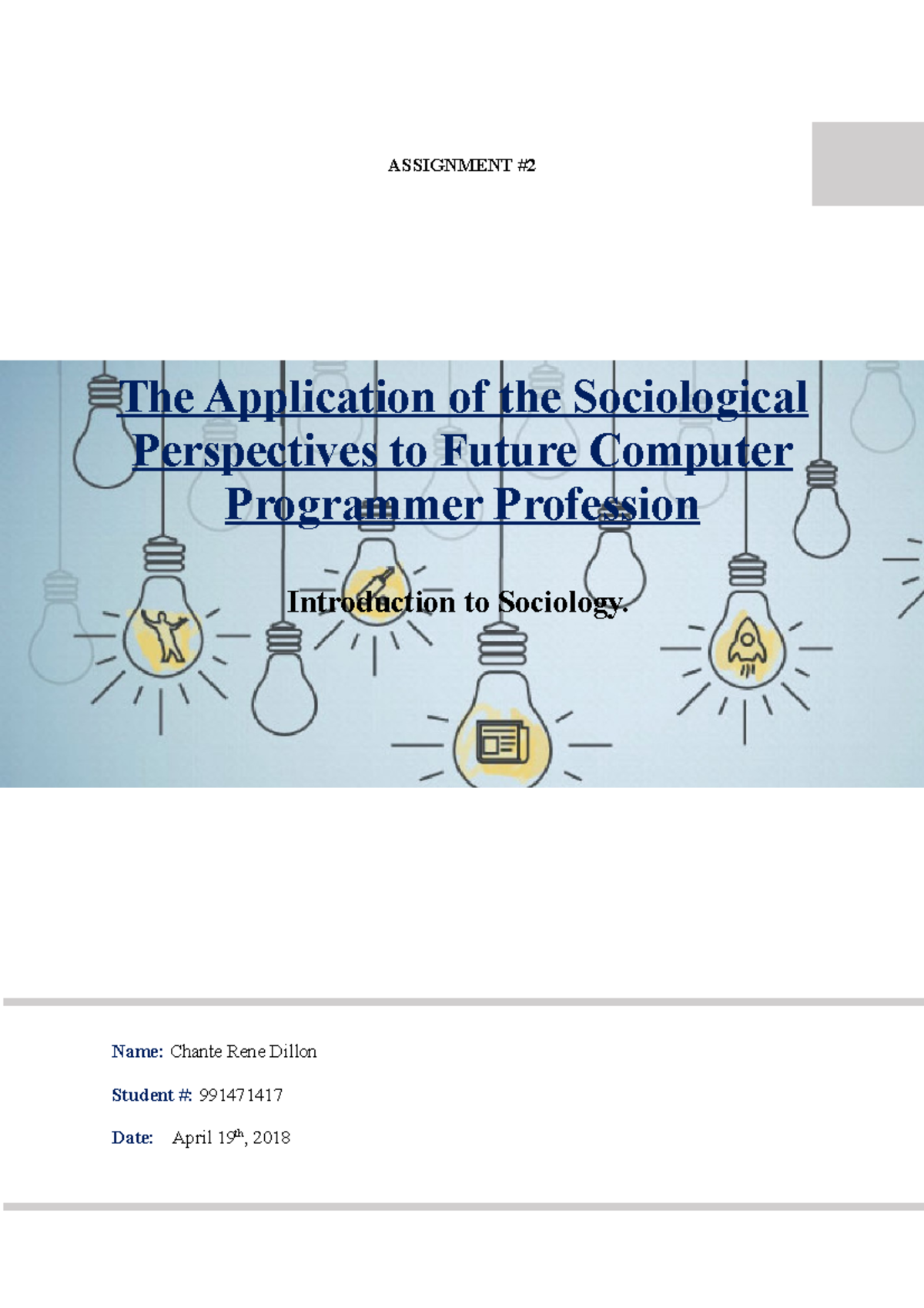 Sociology - Perspectives & Computer Programming - ASSIGNMENT The ...