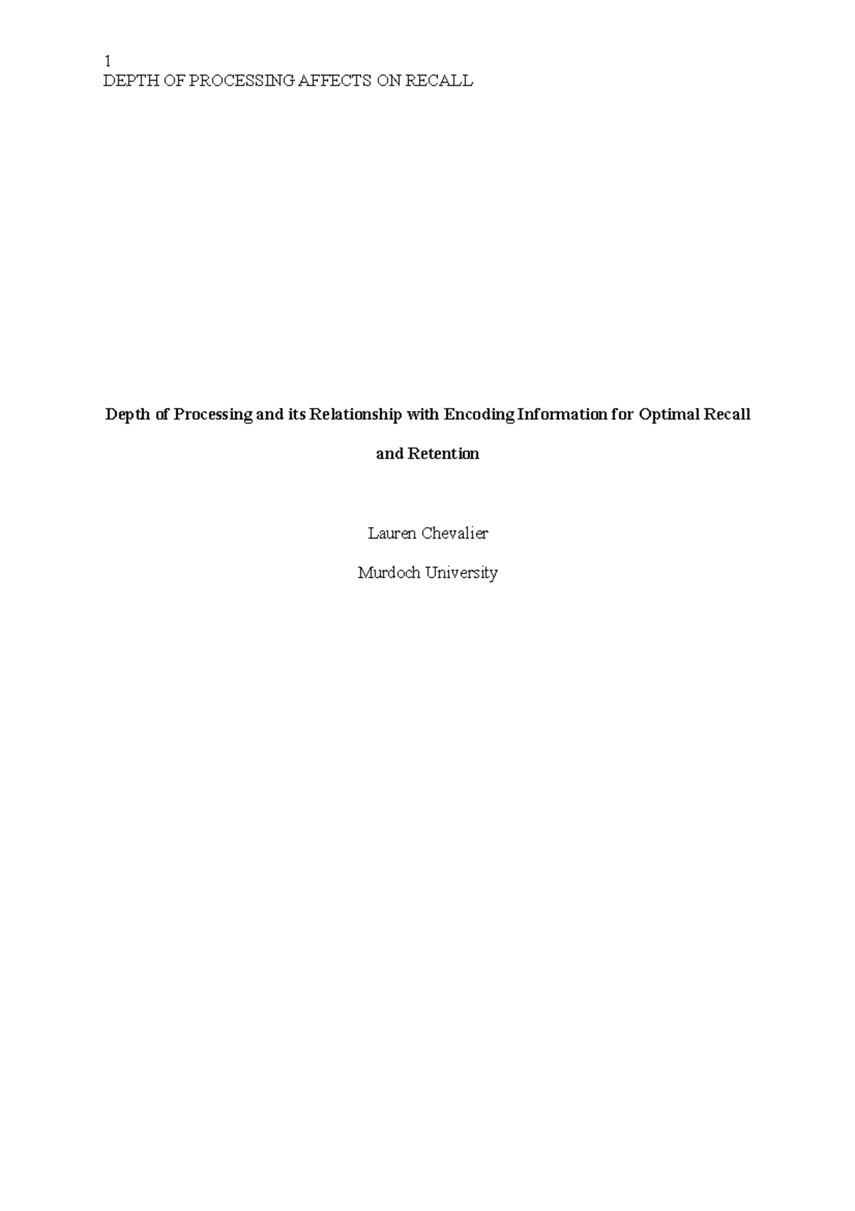 LAB Report comments - Depth of Processing and its Relationship with Encoding Information for ...