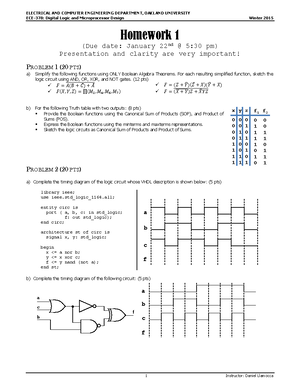 HW2, q + a - Homework assignment 2 - ECE-378: Digital Logic and ...