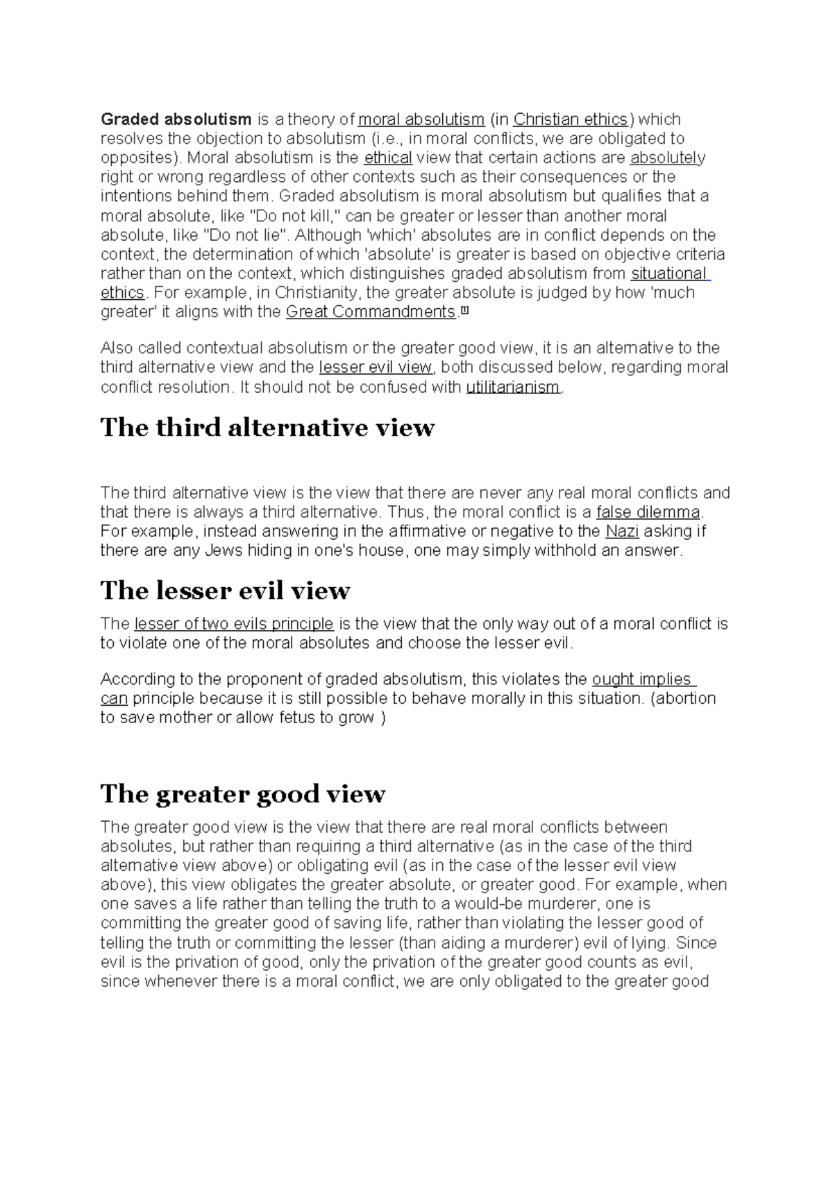 Graded absolutism - ... - Graded absolutism is a theory of moral ...