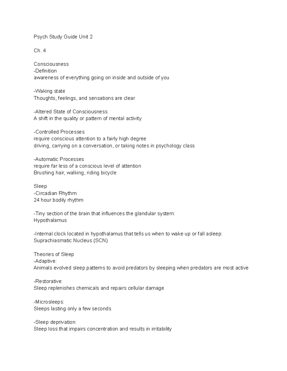 Study guide 2017, questions and answers - Psych Study Guide Unit 2 Ch ...