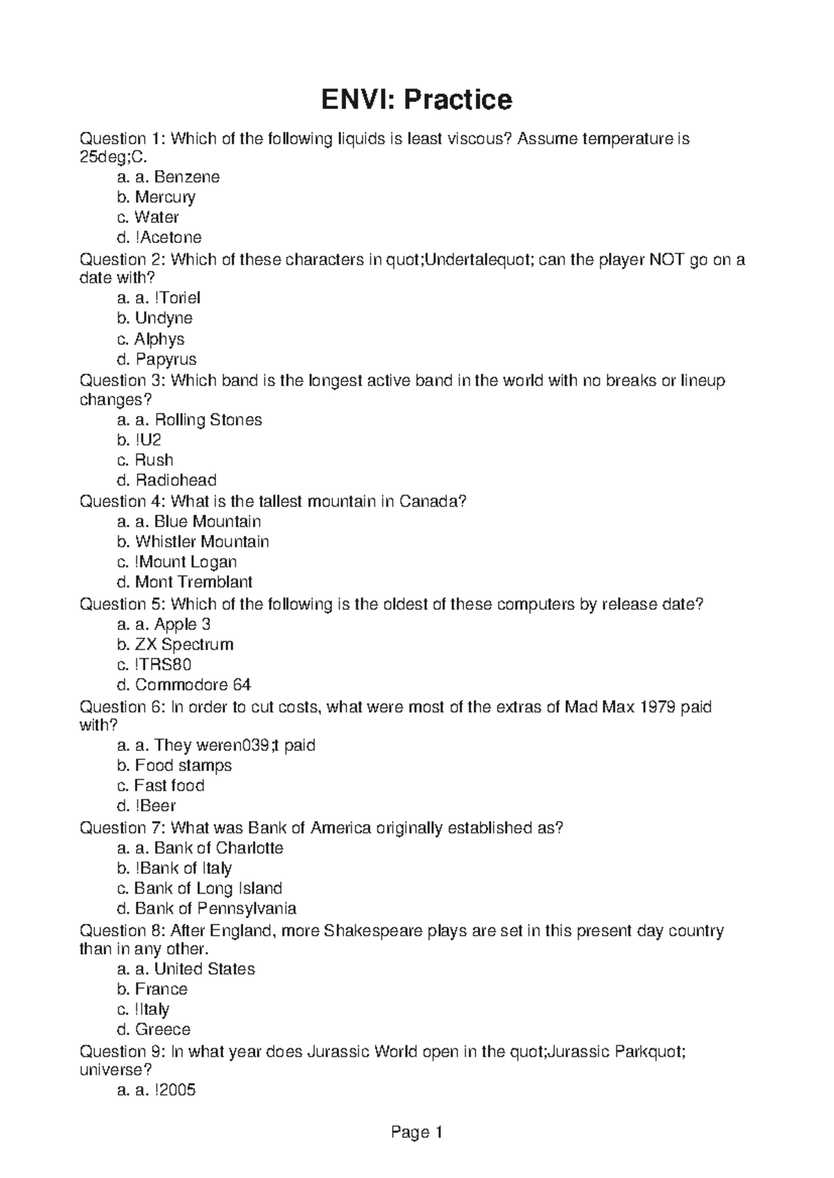 ENVI246-Test-9 - ENVI246-Test-9 - ENVI: Practice Question 1: Which of ...