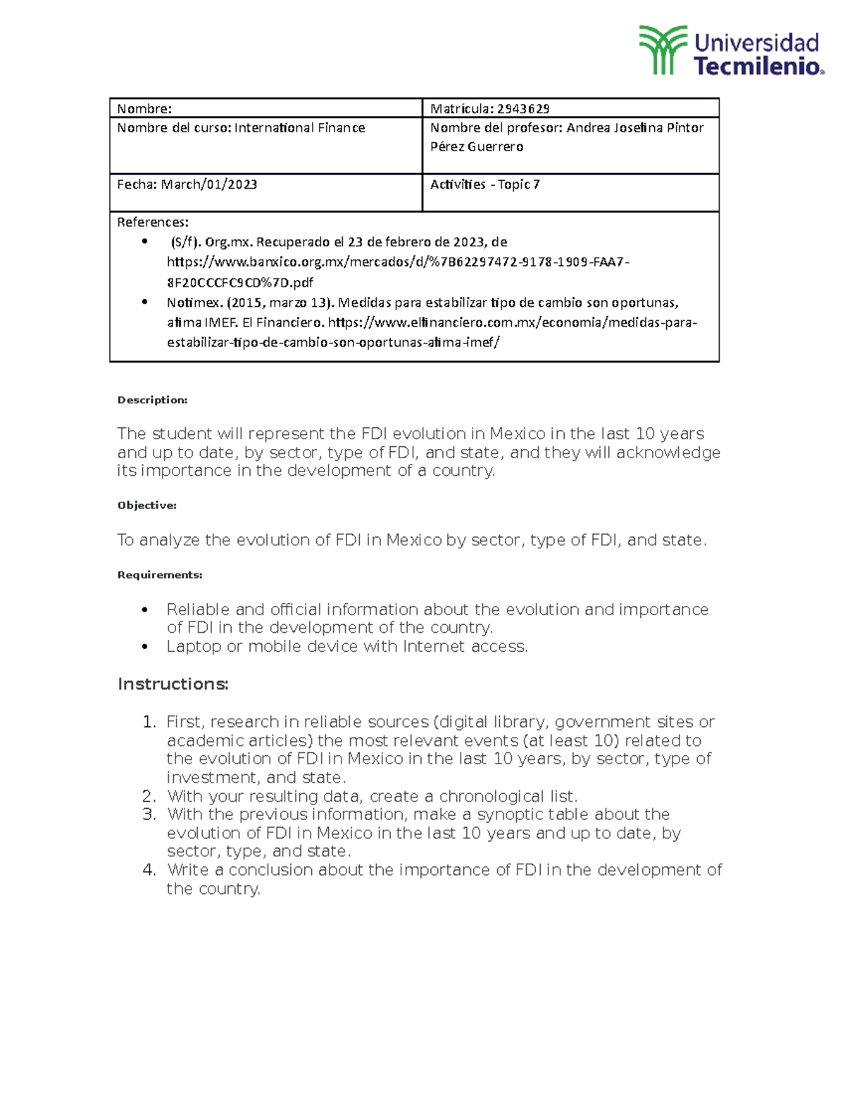 Finances- Act 7 - Act 7, es de ejercicios obligatorios - Nombre ...