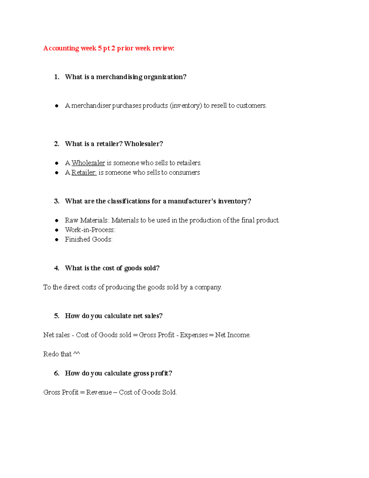 Accounting week 5 pt 2 prior week review - Accounting week 5 pt 2 prior ...