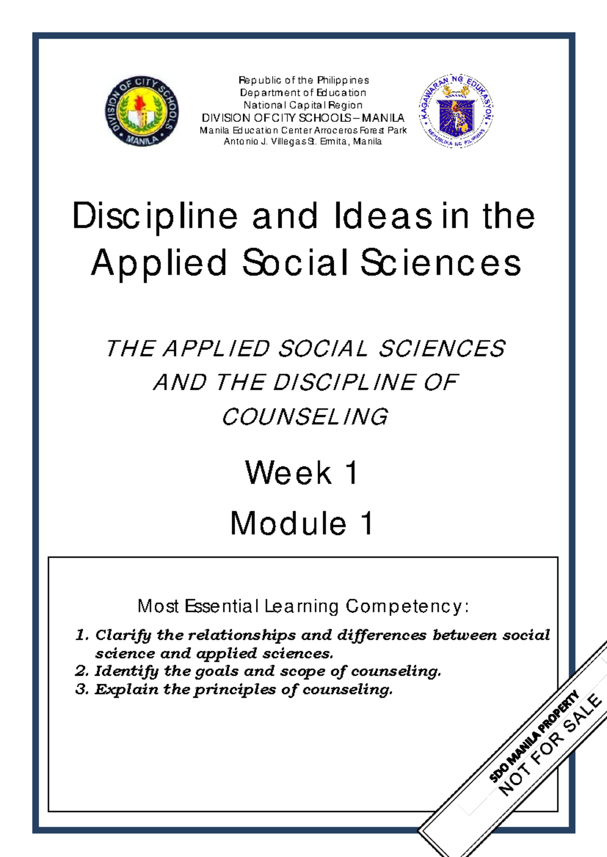 Diass- Module 1 - Subject In SHS - Discipline and Ideas in the Applied ...