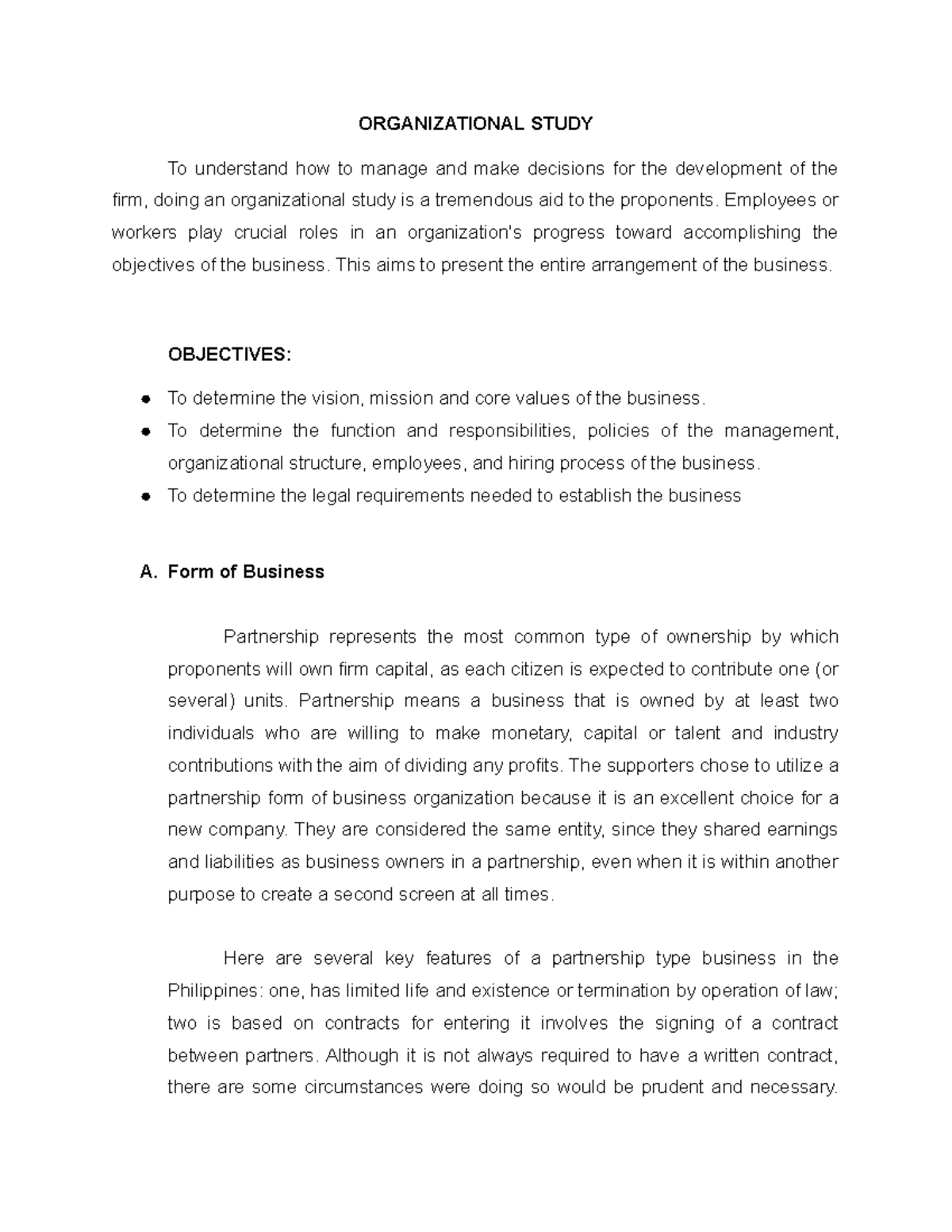 Chapter 3 Organizational Study - ORGANIZATIONAL STUDY To understand how ...