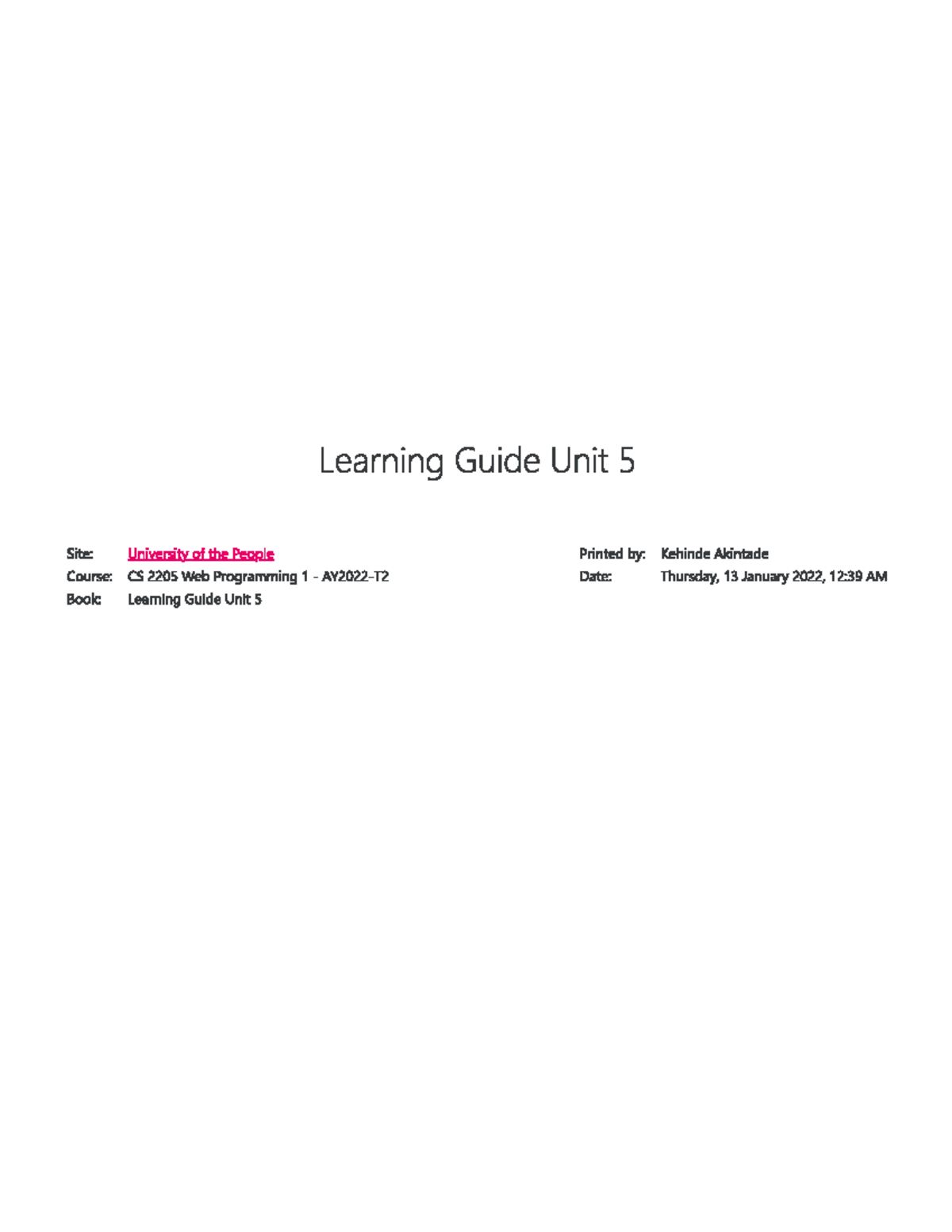 Lg5 - WEB PROGRAMMING - CS 2205-01 - Studocu