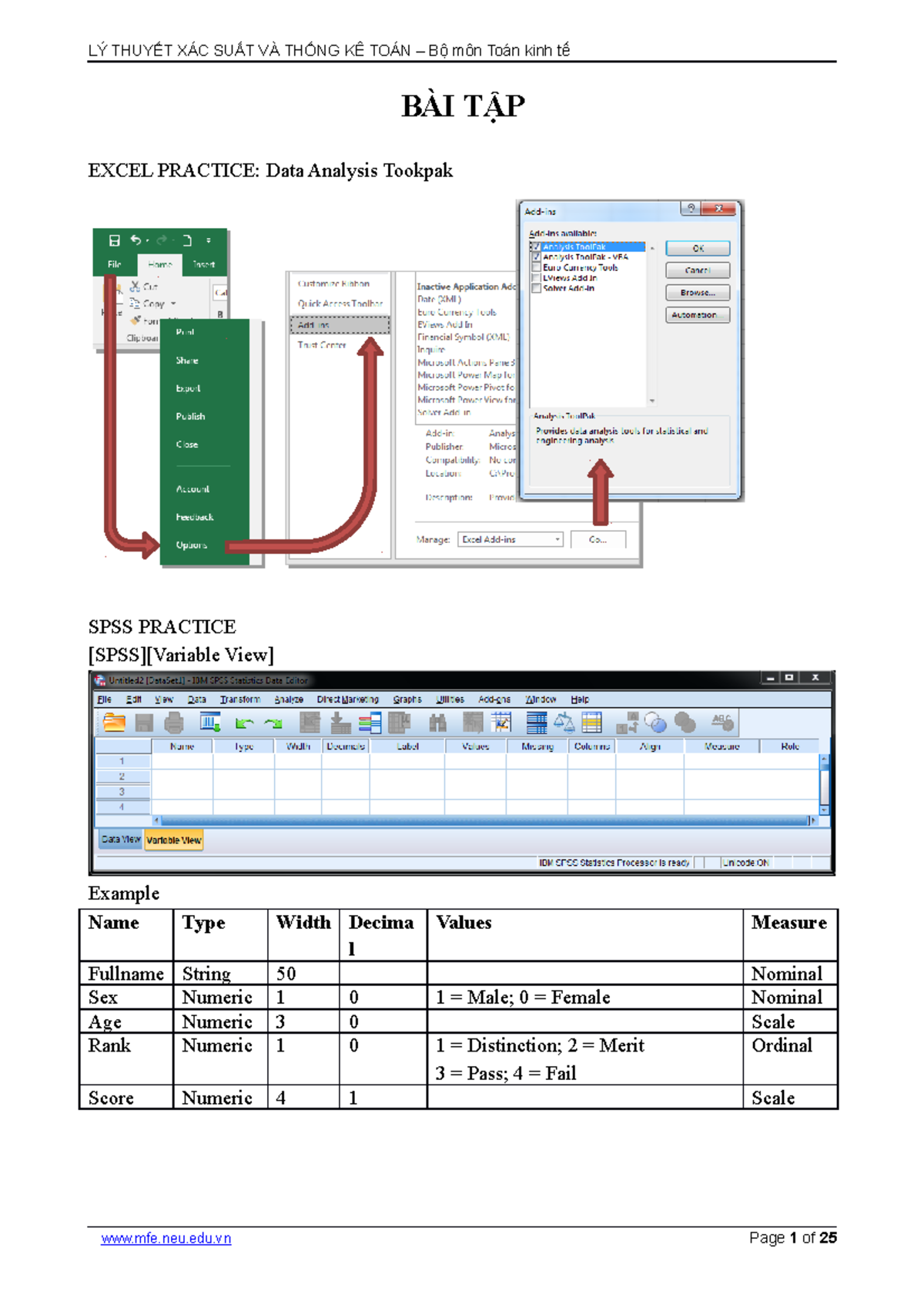 Bài tập bổ sung - gigi - BÀI TẬP EXCEL PRACTICE: Data Analysis Tookpak ...