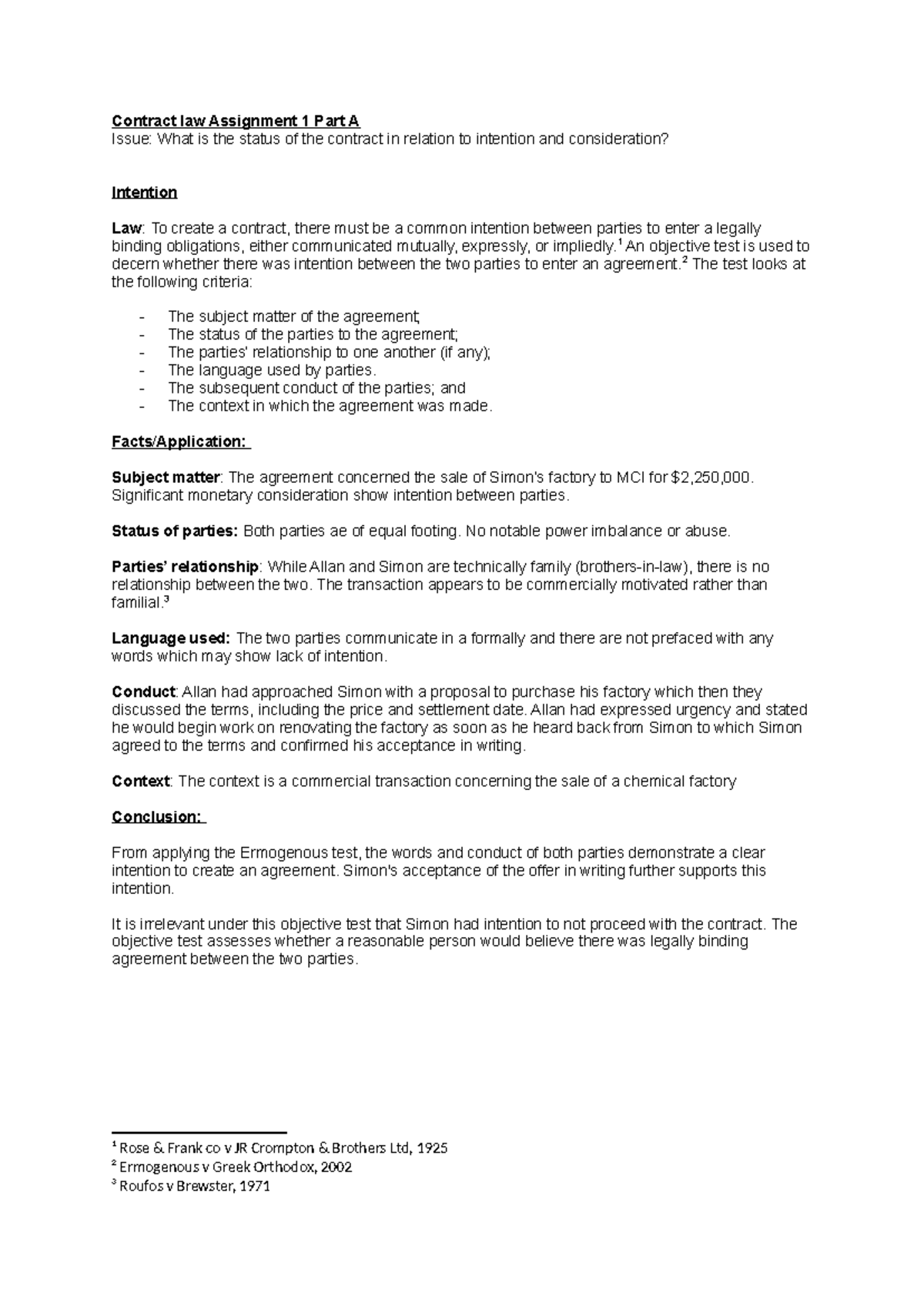 LLB202 Part A 2024 - Contract law Assignment 1 Part A Issue: What is ...