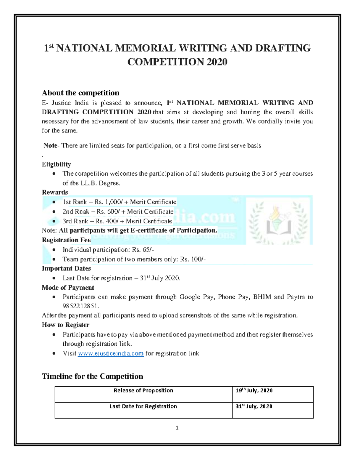 Brochure - Basics - 1 st NATIONAL MEMORIAL WRITING AND DRAFTING ...