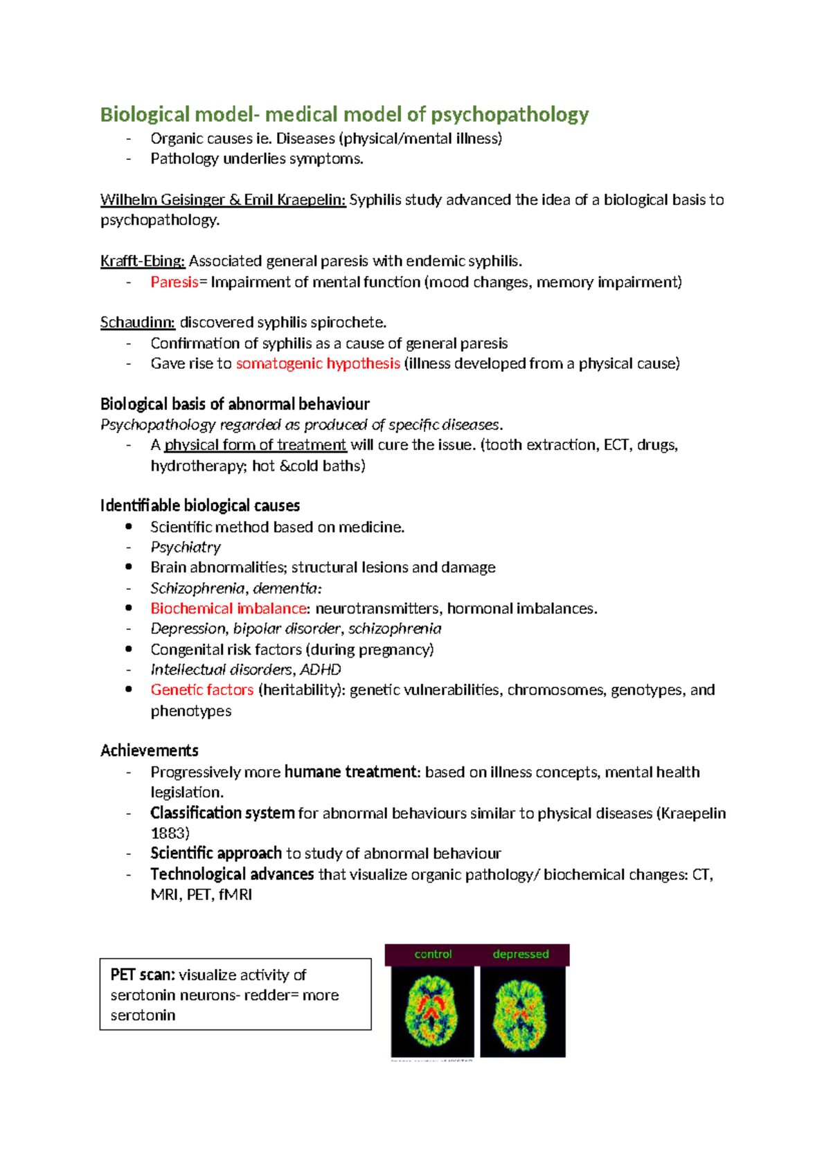3 models of Psychopathology - Biological model- medical model of ...