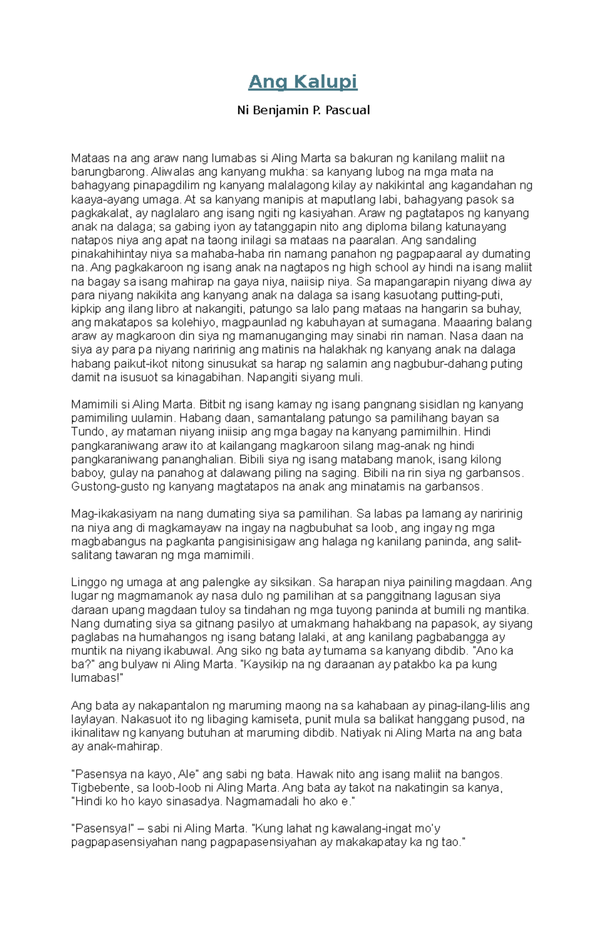 Ang-Kalupi - Ok HWHAHAHAHAHHAHAHAH - Ang Kalupi Ni Benjamin P. Pascual ...