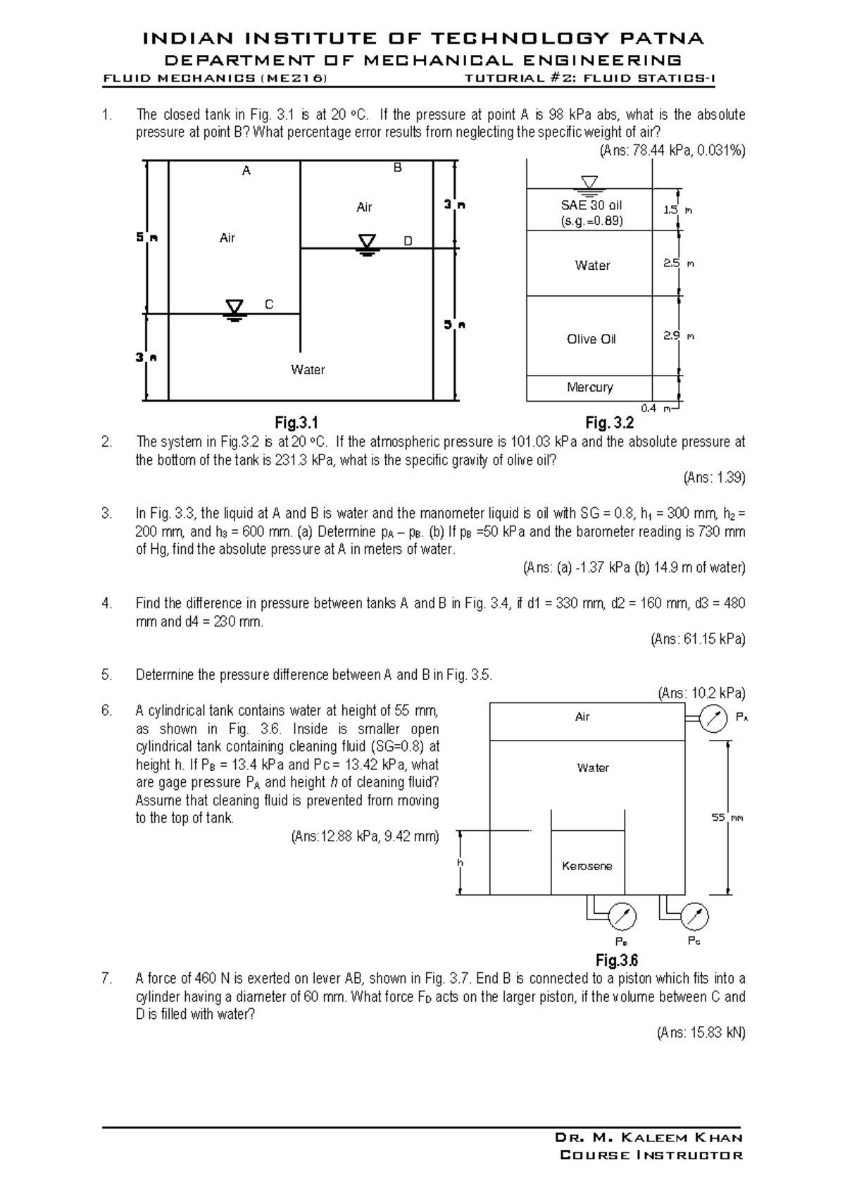 Tut-2 - Fluid Mechanics - INDIAN INSTITUTE OF TECHNOLOGY PATNA ...