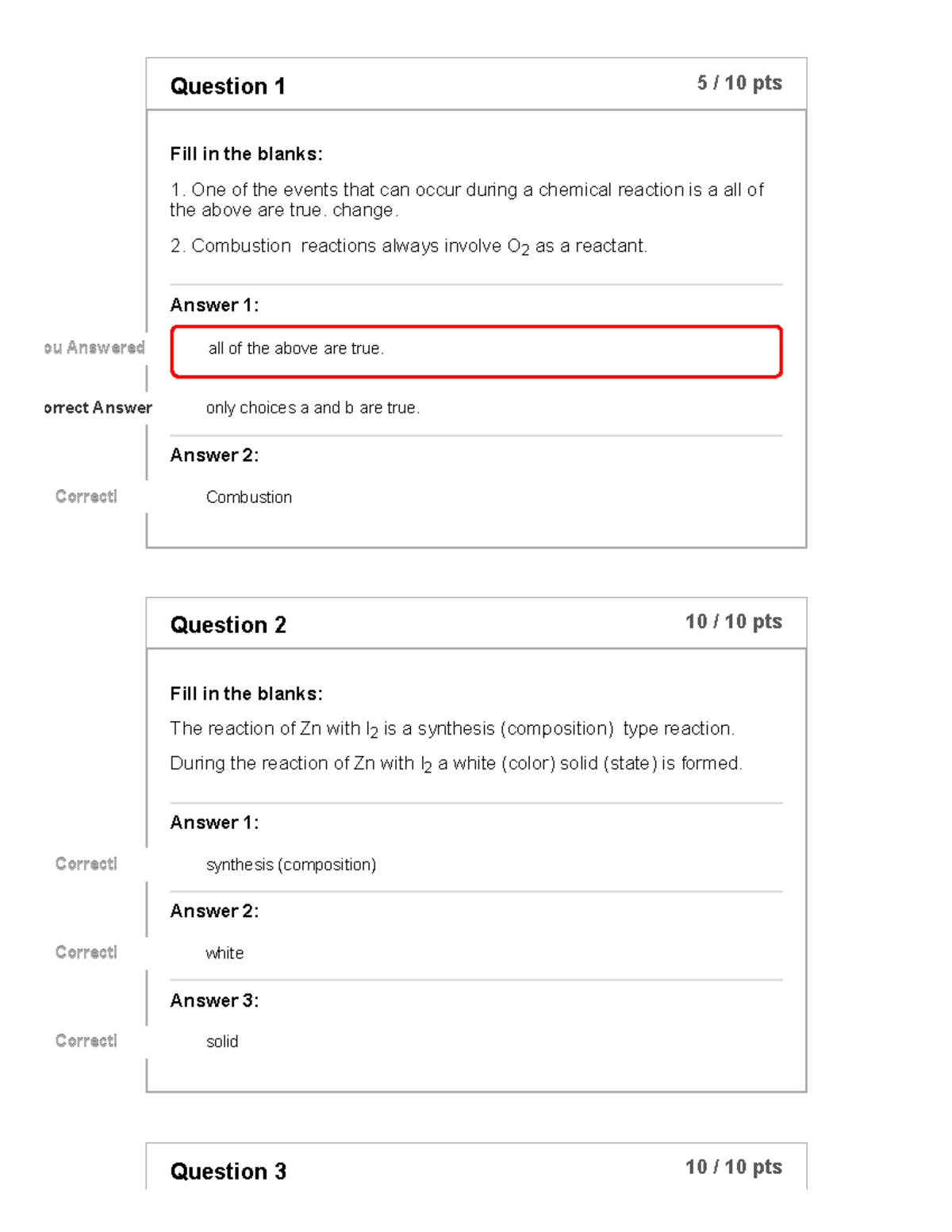 Lab Exam 2 General Chemistry 1 with Lab- Frey - 5 / 10 pts Question 1 ...