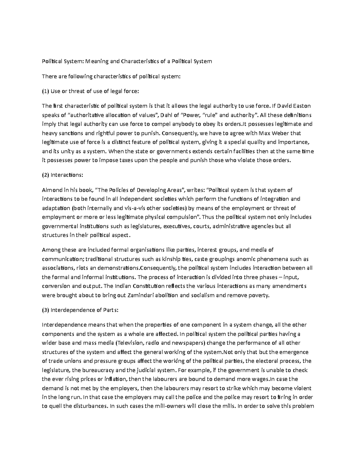 Attributes of Political System notes - Political System: Meaning and ...