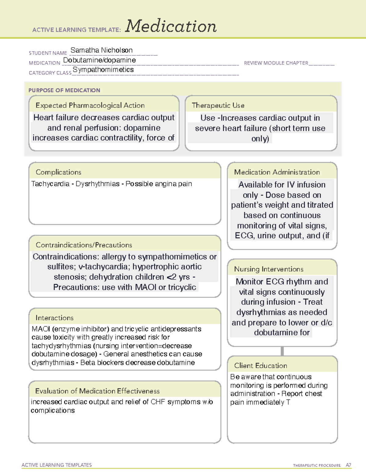ATI Medication Dopamine ACTIVE LEARNING TEMPLATES THERAPEUTIC 