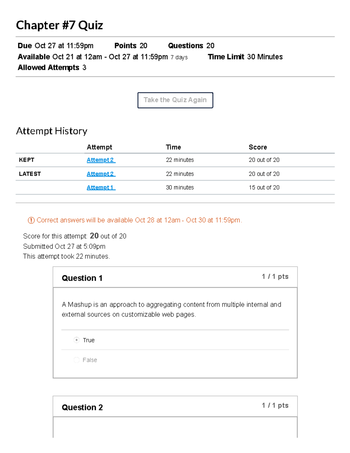 Chapter #7 Quiz ISM 280-02 Information Systms in Orgnztns (FA19 ...