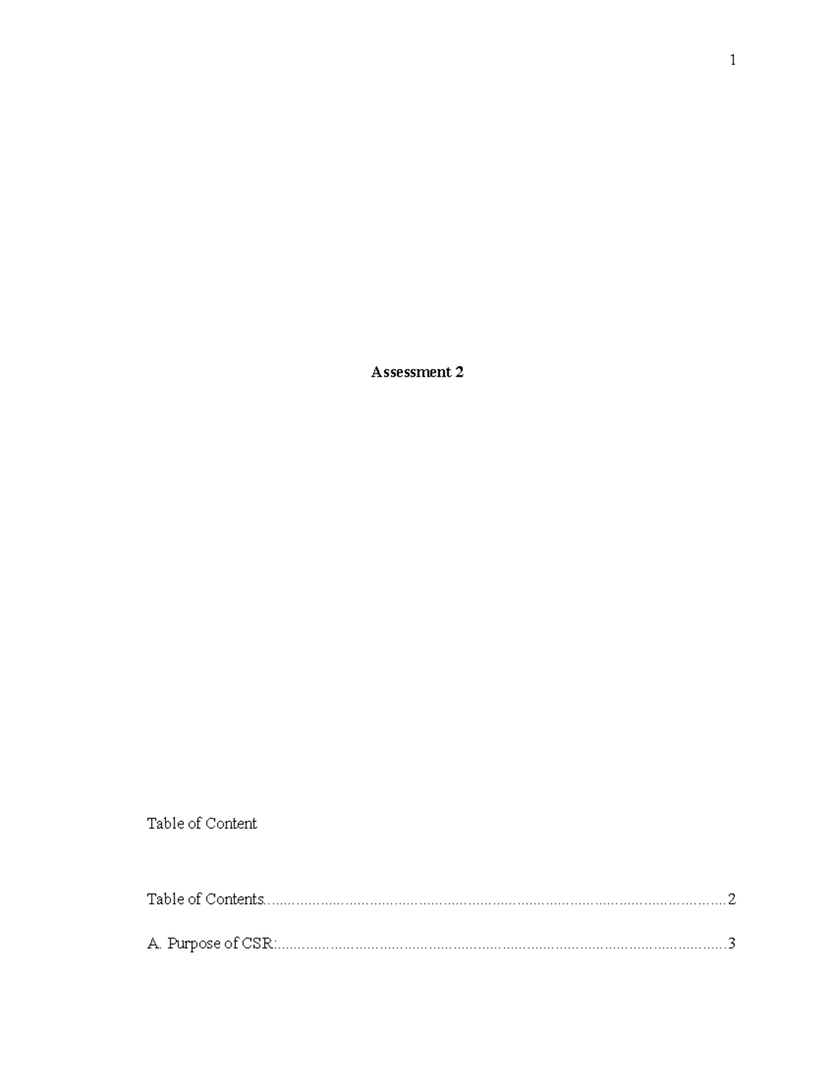 Assessment 2 - passed - Assessment 2 Table of Content Table of - Studocu