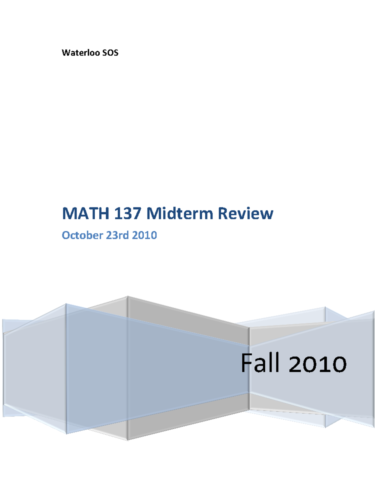 41252865 MATH 137 Midterm Review Package - Waterloo SOS MATH 137 ...