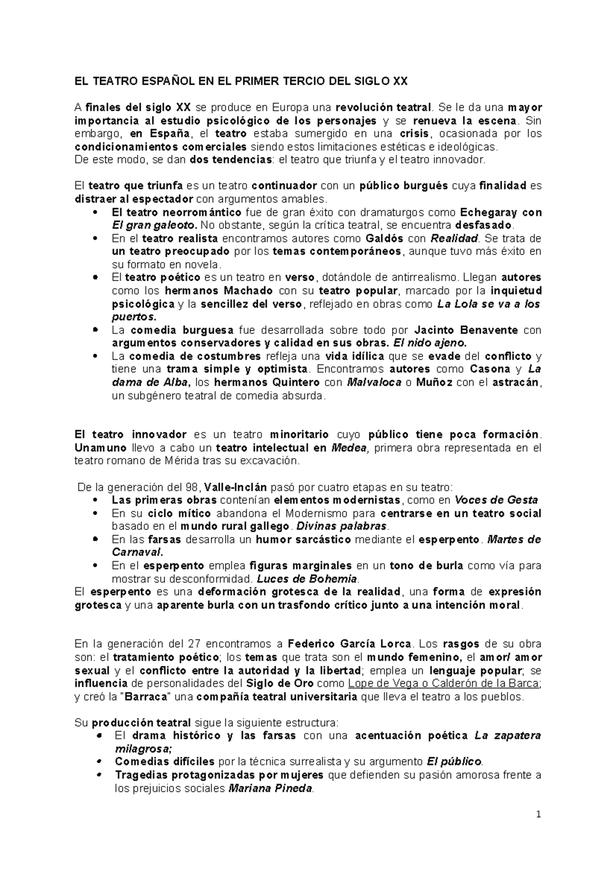TEMA 3 Literatura - EL TEATRO ESPAÑOL EN EL PRIMER TERCIO DEL SIGLO XX ...