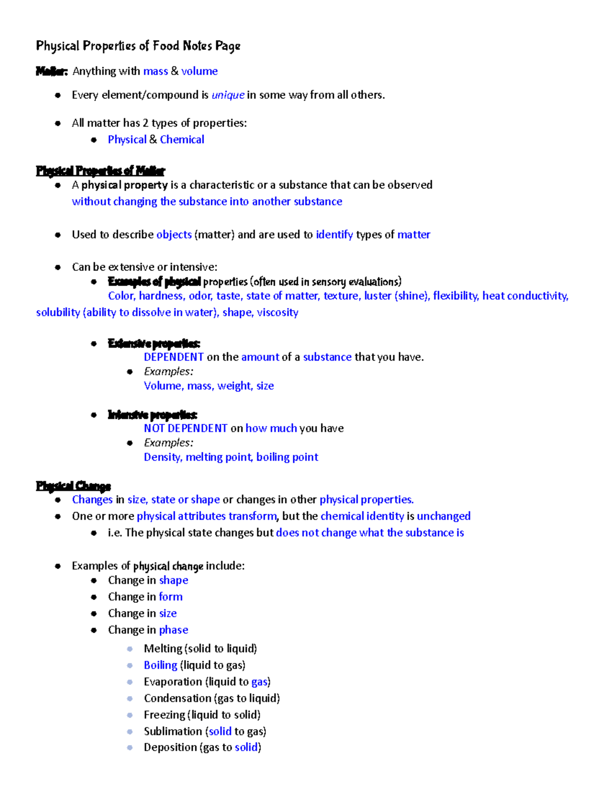 Physical Properties Notes - Physical Properties of Food Notes Page ...