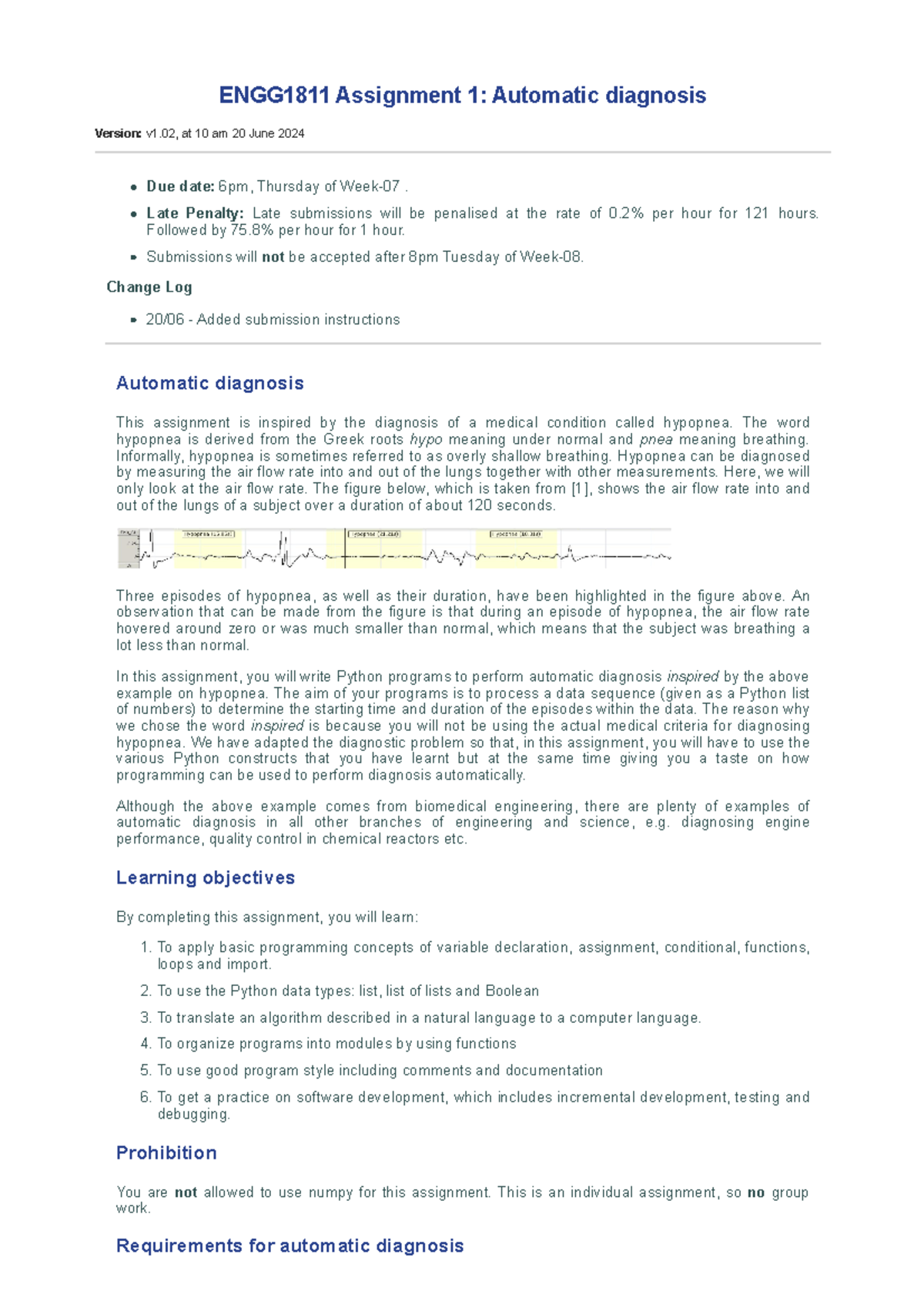 ENGG1811 Assignment 1 (Term 2, 2024) - ENGG1811 Assignment 1: Automatic diagnosis Version: v1 ...