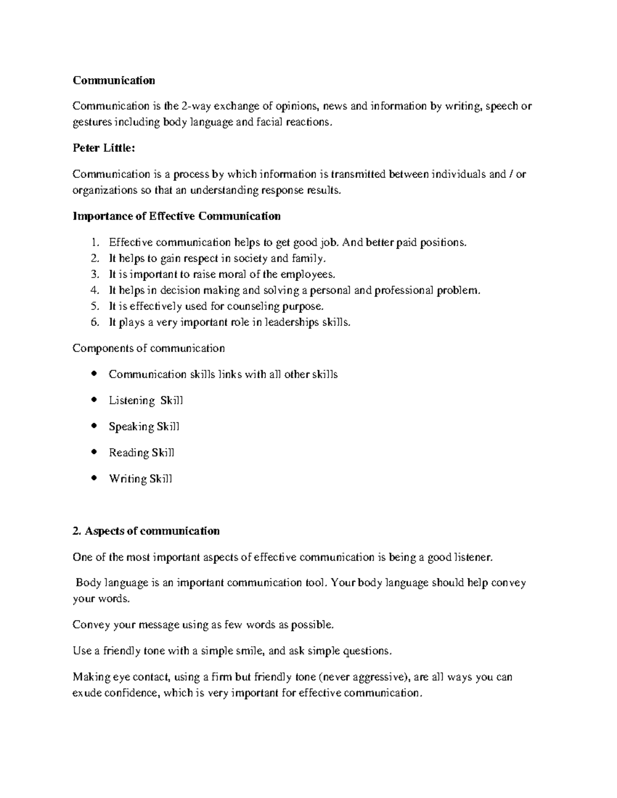 Communication skills unit 3 - Communication Communication is the 2-way ...