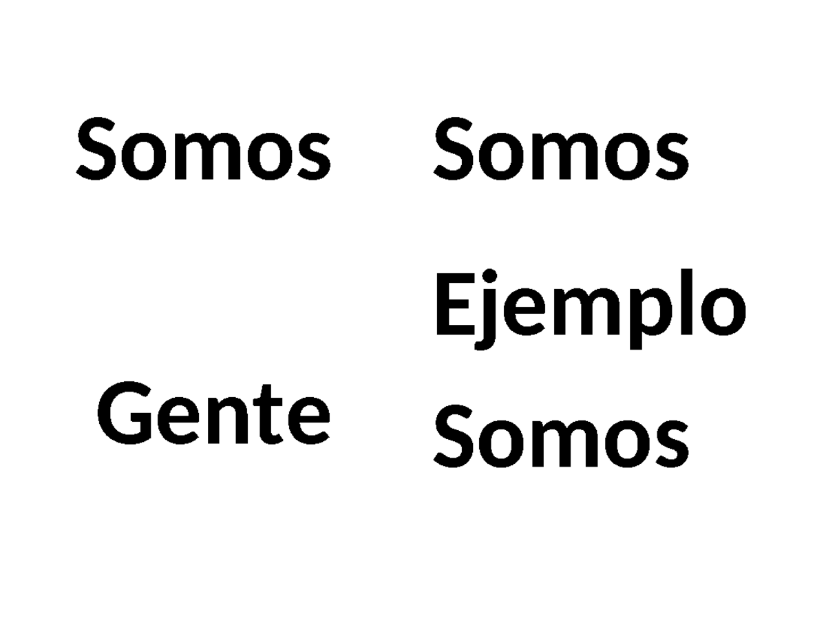 Tarjetas de valores - basico - Somos Gente Somos Ejemplo Somos ...