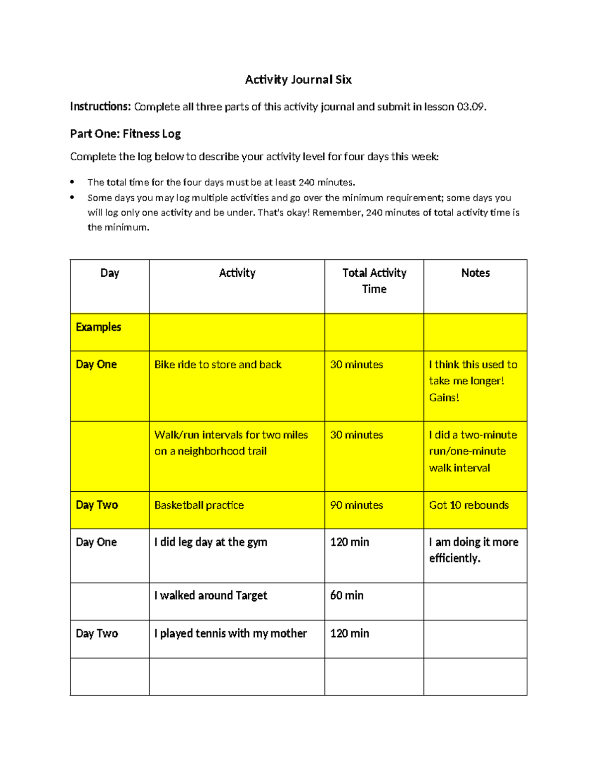 Activity journal 06 - Activity Journal Six Instructions: Complete all ...