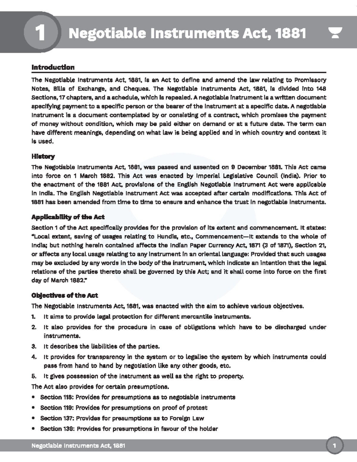 Negotiable-Instruments-Act - 1 Negotiable Instruments Act, 1881 Introduction The Negotiable ...