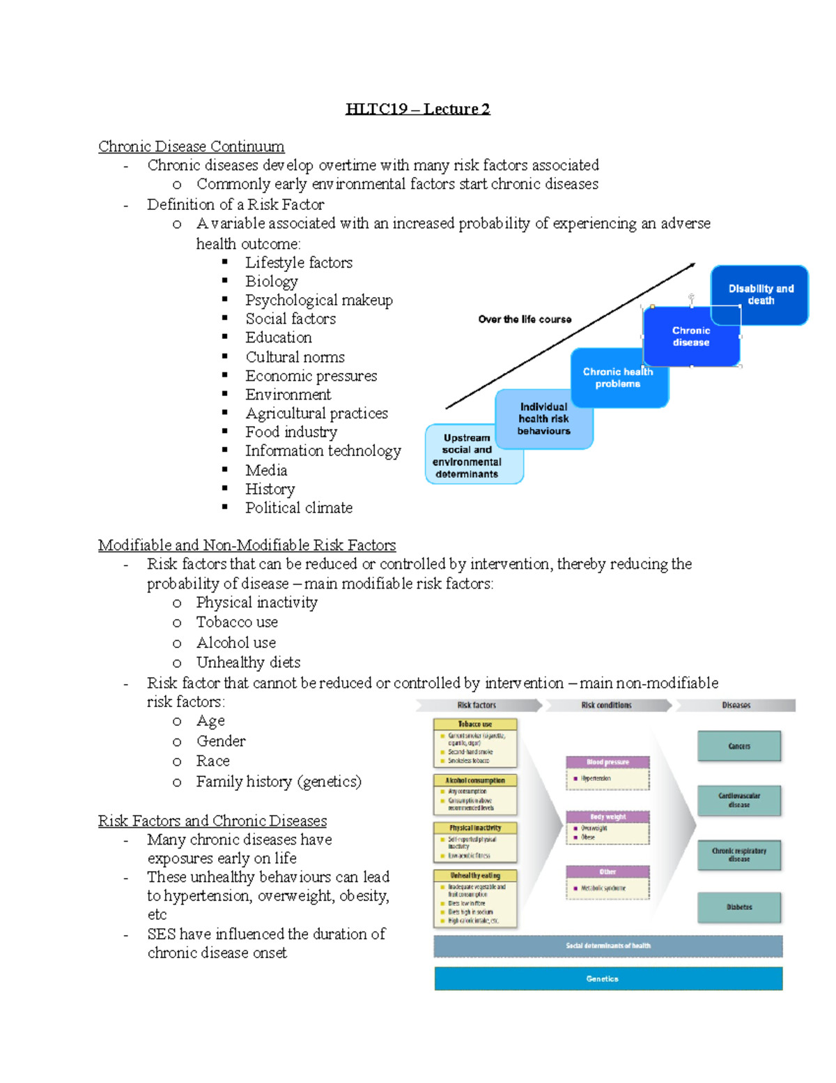 Lecture 2 - HLTC19 – Lecture 2 Chronic Disease Continuum - Chronic ...
