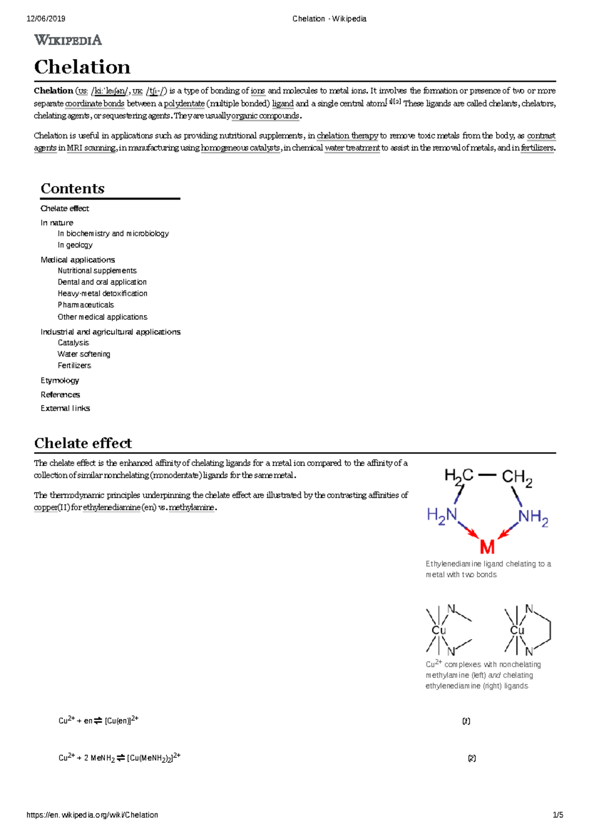 Chelation - Wikipedia - no - 12/06/2019 Chelation - Wikipedia Chelation ...