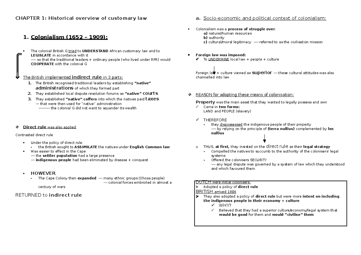 Chapter 1 - CHAPTER 1: Historical overview of customary law 1 ...