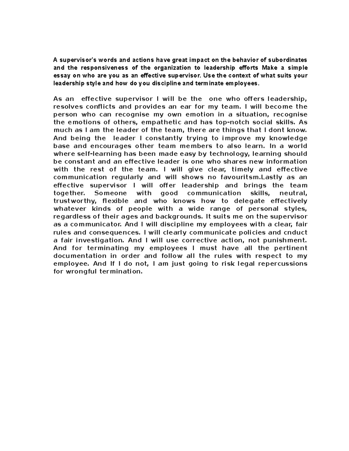 OFFICE SYSTEM MANAGEMENT - A supervisor’s words and actions have great ...