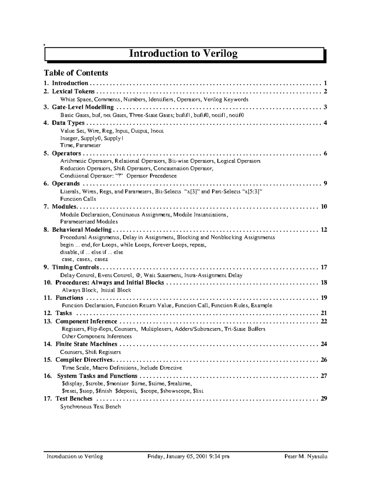 Verilog Basics📚 Introduction To Verilog Friday January 05 2001 934