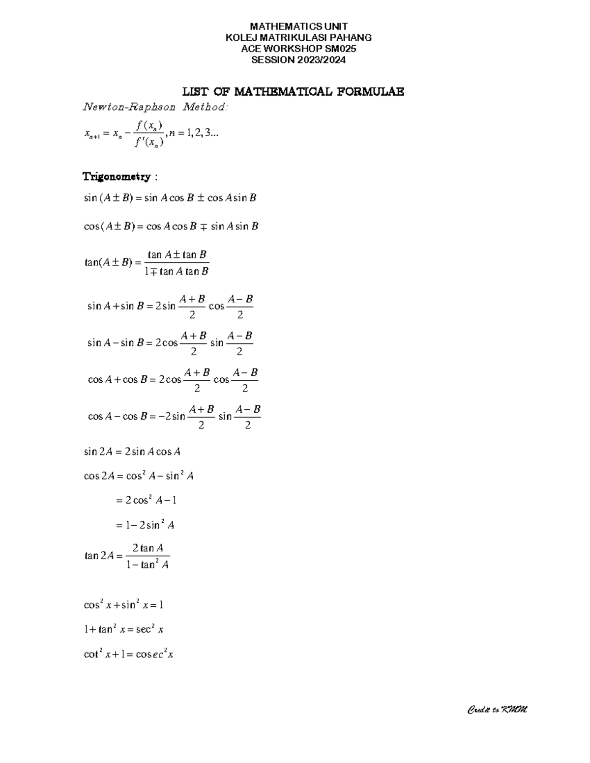 Ace workshop - KOLEJ MATRIKULASI PAHANG ACE WORKSHOP SM SESSION 202 3 / ...