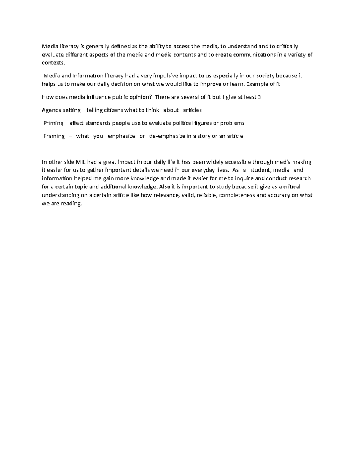 Media literacy - Media and Information literacy had a very impulsive ...