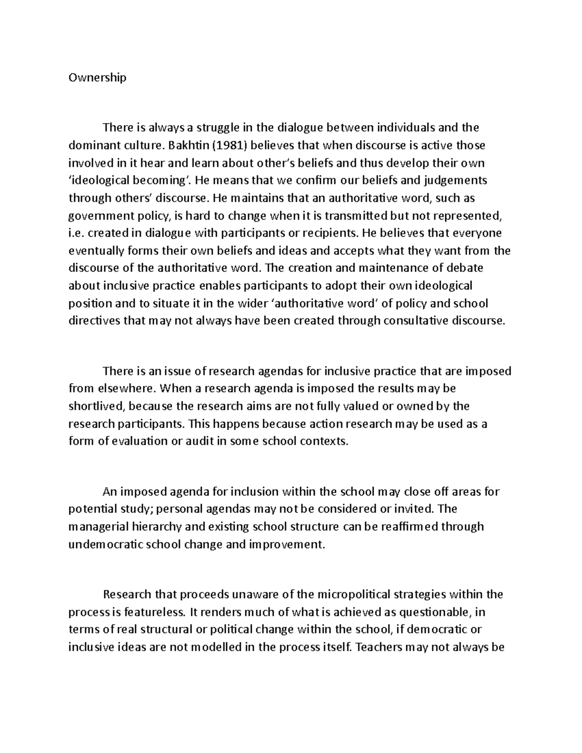 Ownership - Ownership There is always a struggle in the dialogue ...