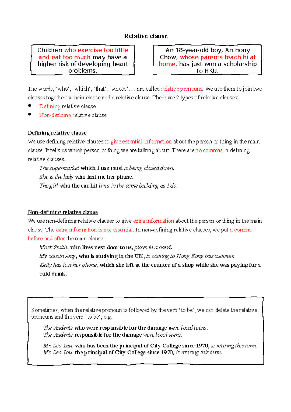 Relative clause - writing - Relative clause The words, ‘who’, ‘which ...