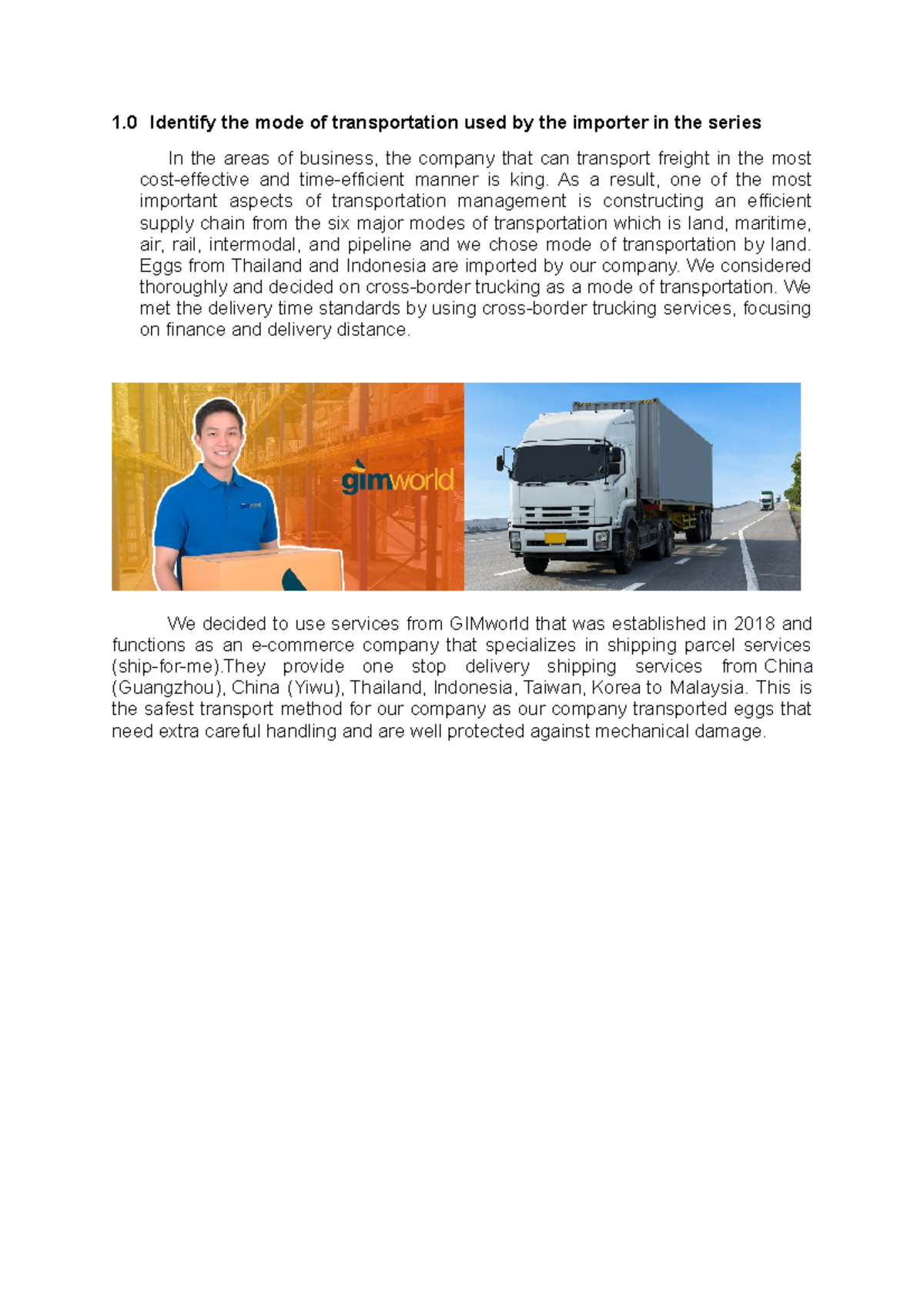 Customs - for references - 1 Identify the mode of transportation used ...