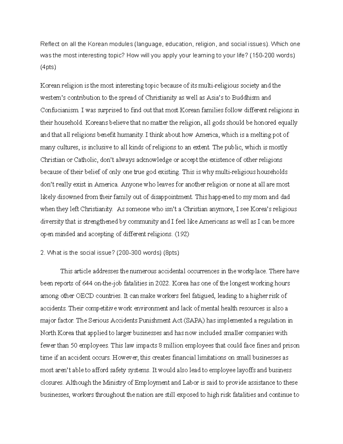 Korean Society - Google Docs - Reflect on all the Korean modules ...