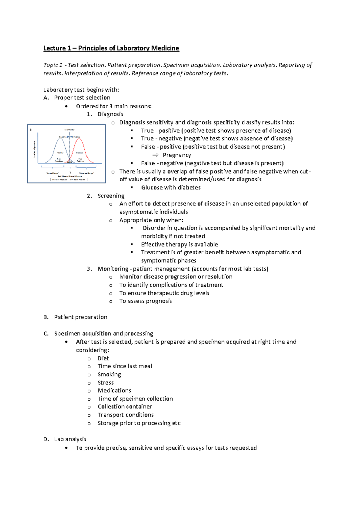 All lectures clinical laboratory - Lecture 1 – Principles of Laboratory ...
