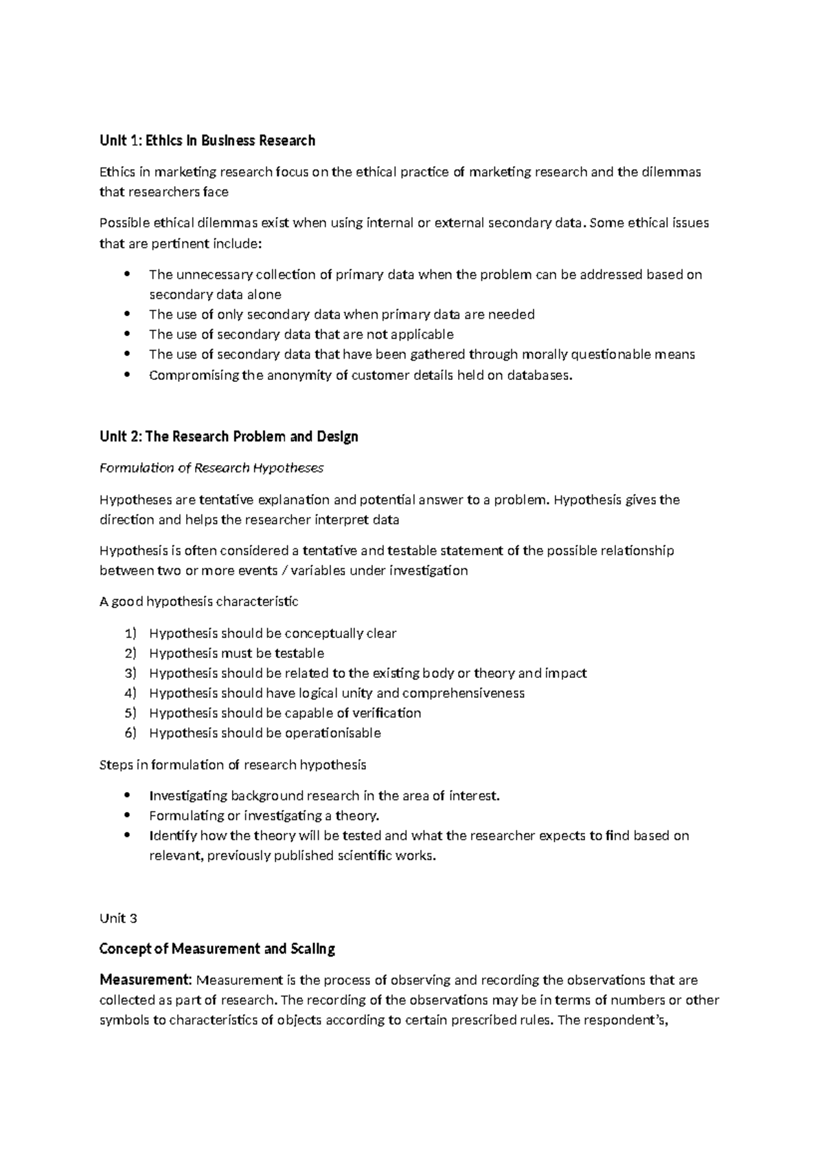 Business Research methods notes - Unit 1: Ethics in Business Research ...