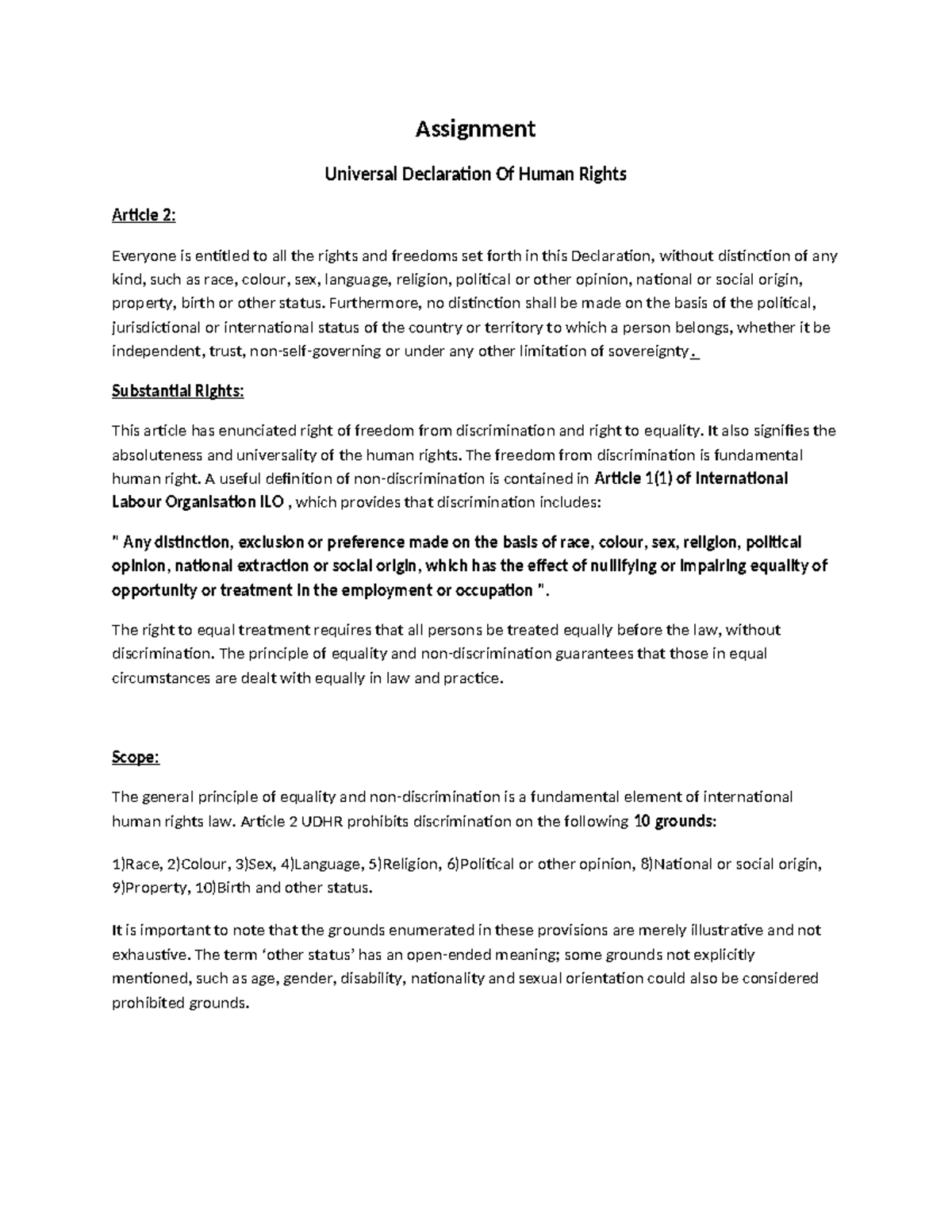 Assignment Human Rights 2 - Assignment Universal Declaration Of Human ...