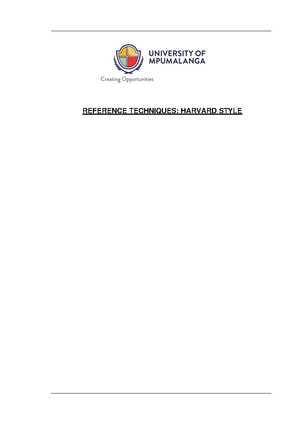 Harvard referencing techniques UMP - TABLE OF CONTENTS 1 WHAT IS ...