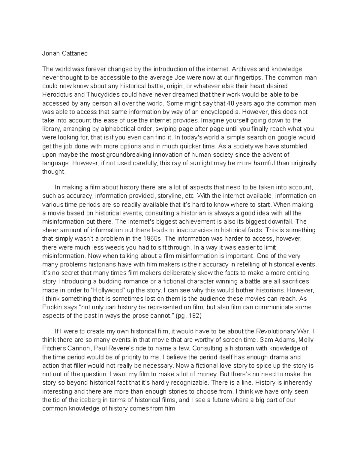 Popkin 7 - Jonah Cattaneo The world was forever changed by the ...