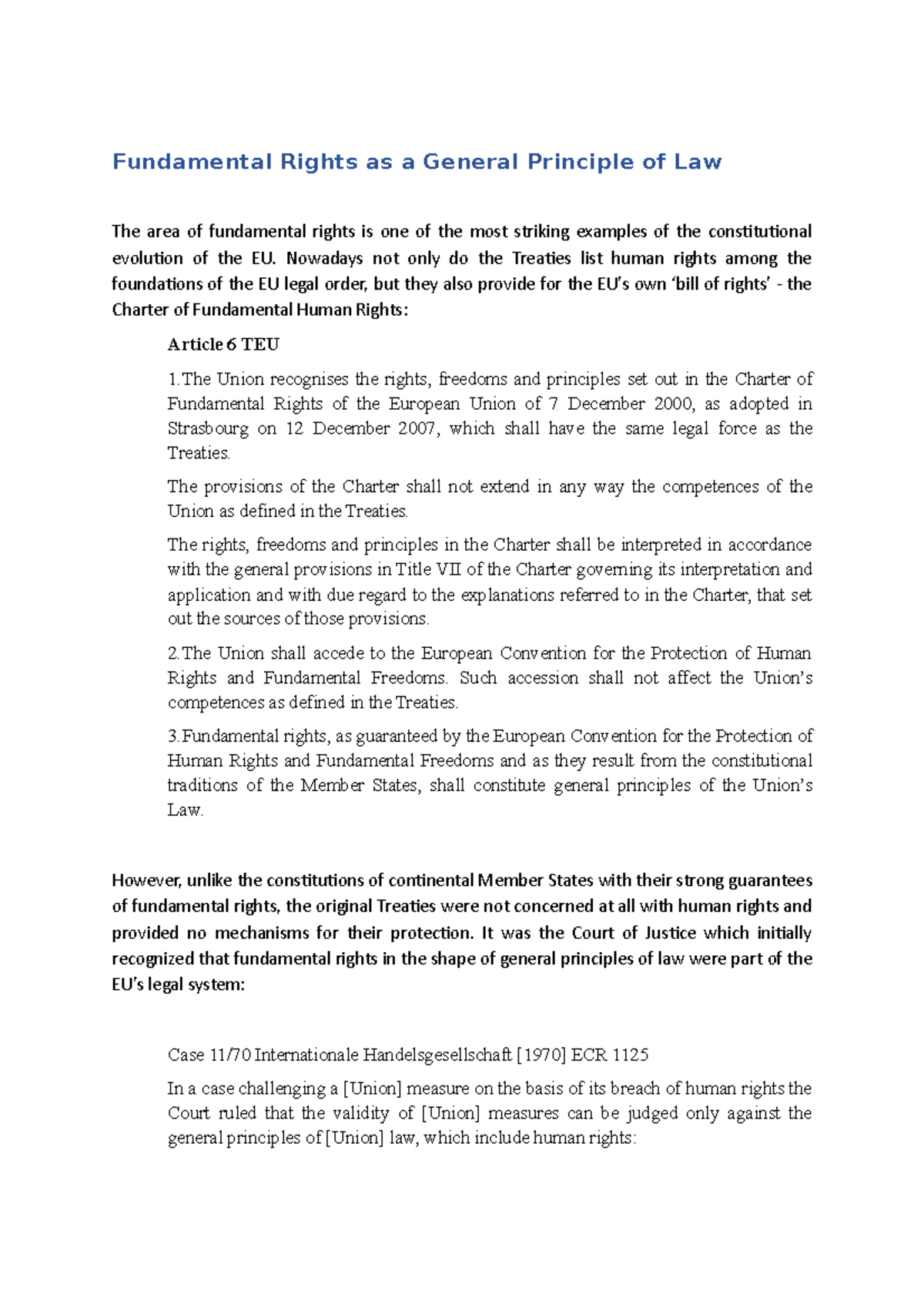 Fundamental Rights as a General Principle of Law - Nowadays not only do ...