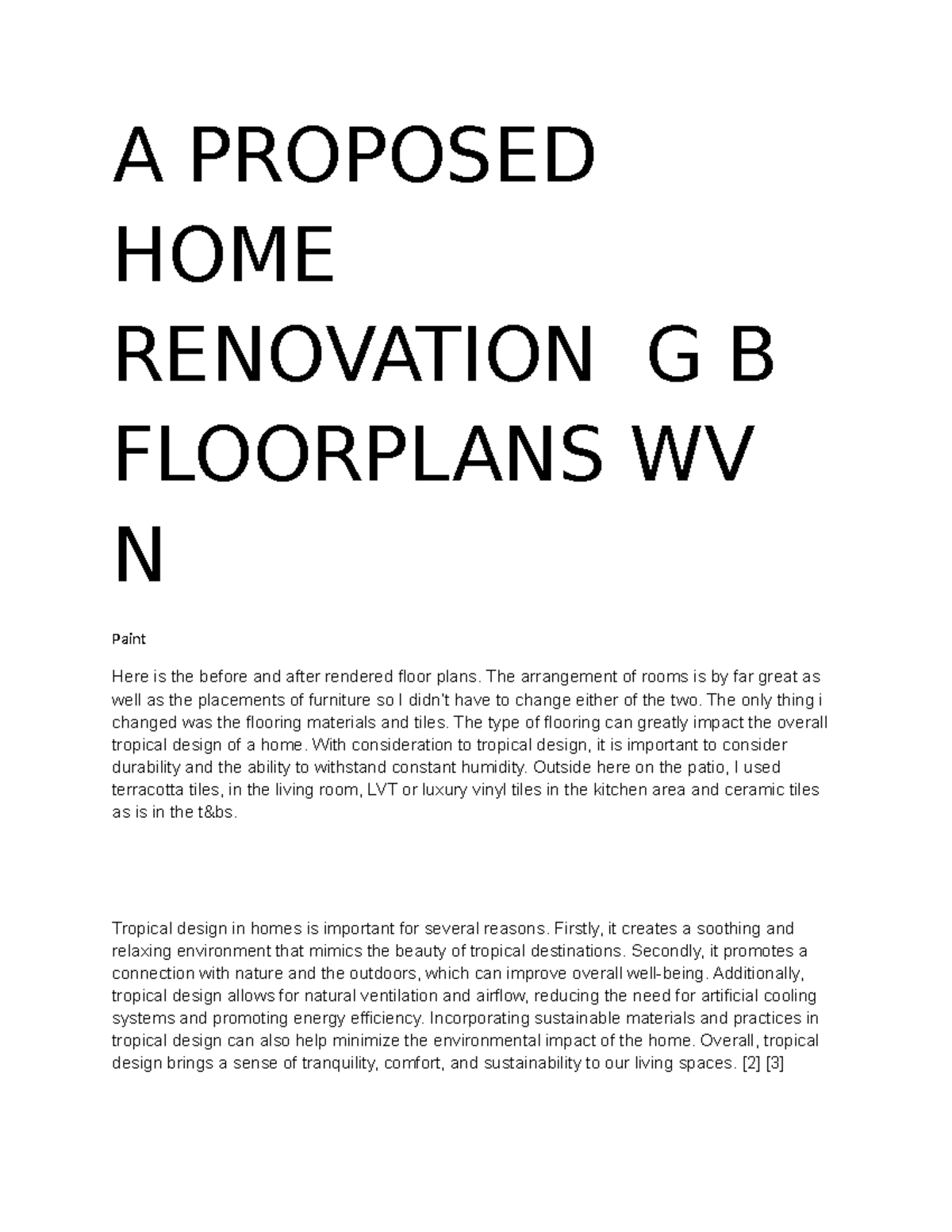 A Proposed HOME Renovation G B Floorplans - A PROPOSED HOME RENOVATION ...
