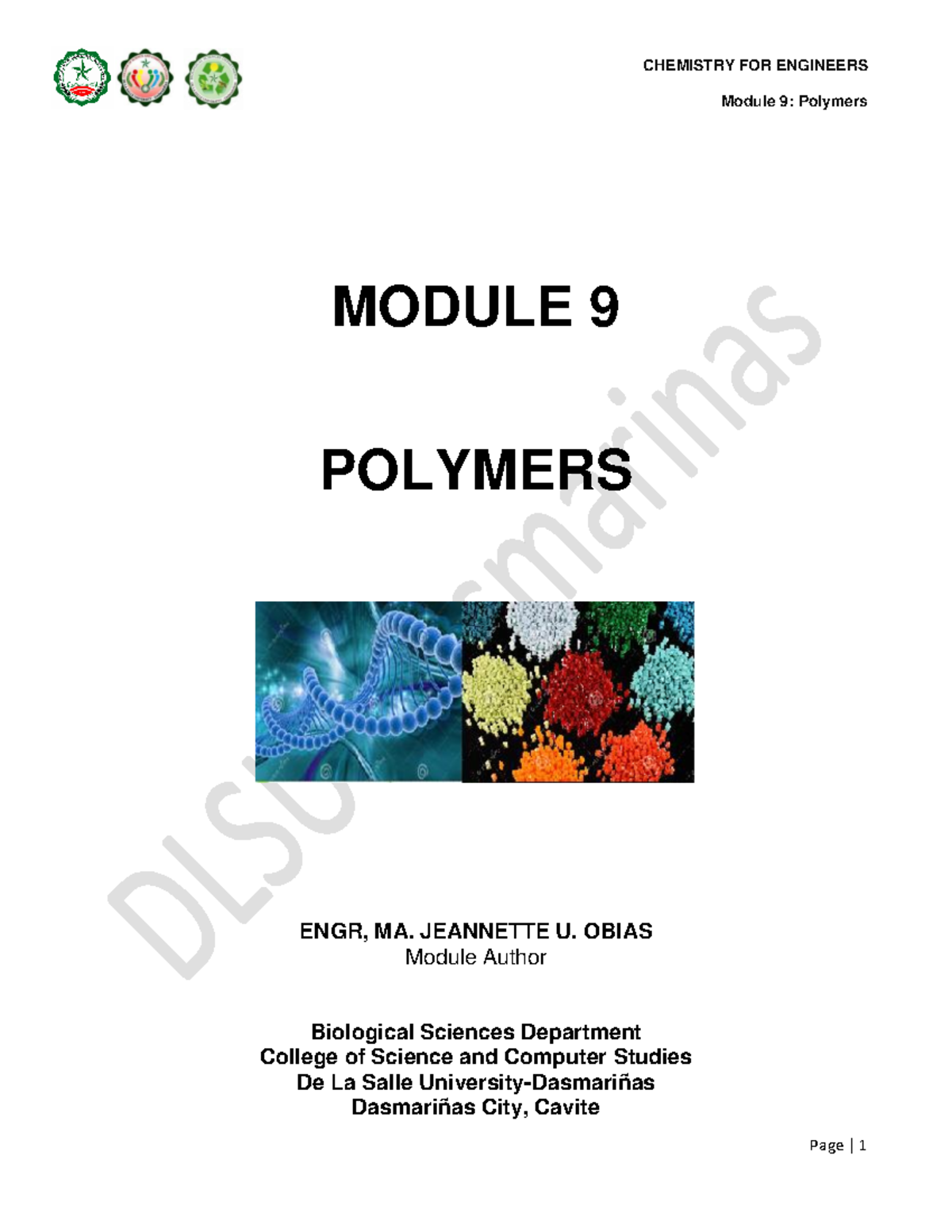 Module-9-Polymers - S-math - Module 9: Polymers MODULE 9 POLYMERS ENGR ...