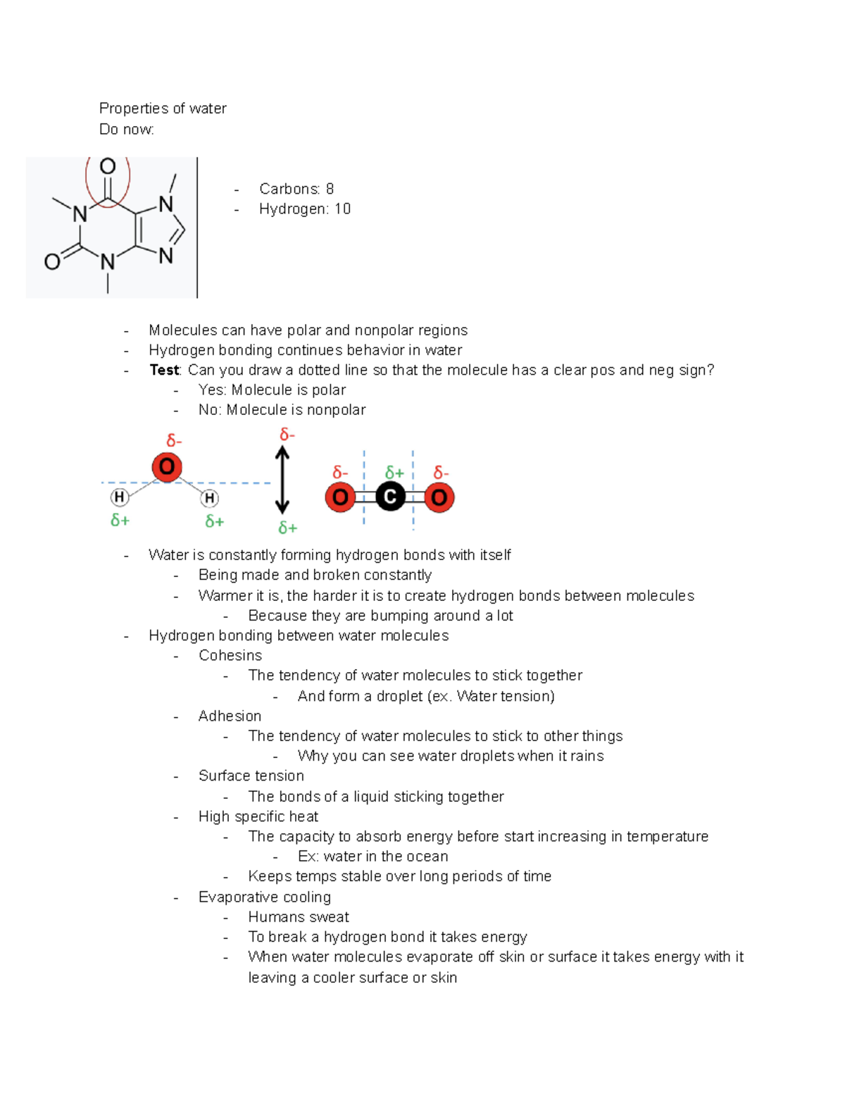 Properties of Water - BIOSC 0150 - Pitt - StuDocu